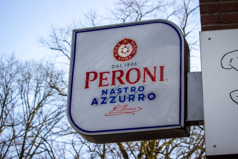 Peroni beer sign editorial image. Image of tree, downtown - 368216665