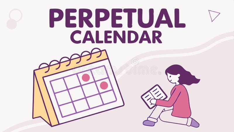 Perpetual Calendar Graphic with Person Interaction Time Vector Design ...