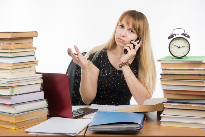 Perplexed Student Talking on Phone Stock Photo - Image of commitment ...