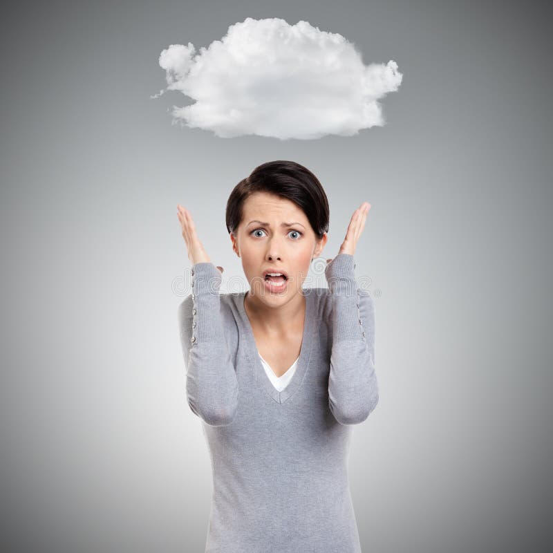 Perplexed Woman Puts Her Hands on the Head Stock Image - Image of ...