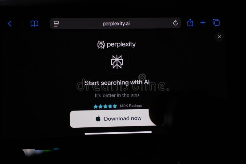 Perplexity, a AI Search Engine on the Mobile Screen in Landscape View ...