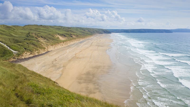 Perran Beach in Cornwall stock image. Image of shoreline - 43485749