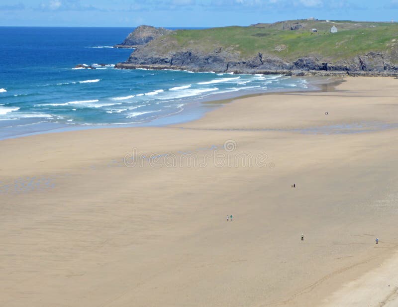 Perranporth Beach in Cornwall Stock Image - Image of summer, shore ...
