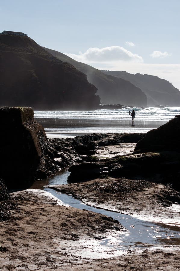Perranporth Beach and Rocks Stock Image - Image of coast, beach: 114498981