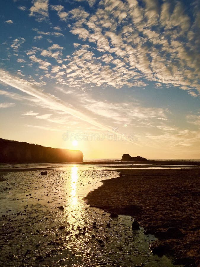 Perranporth Sunset stock photo. Image of beach, sunrise - 66199966