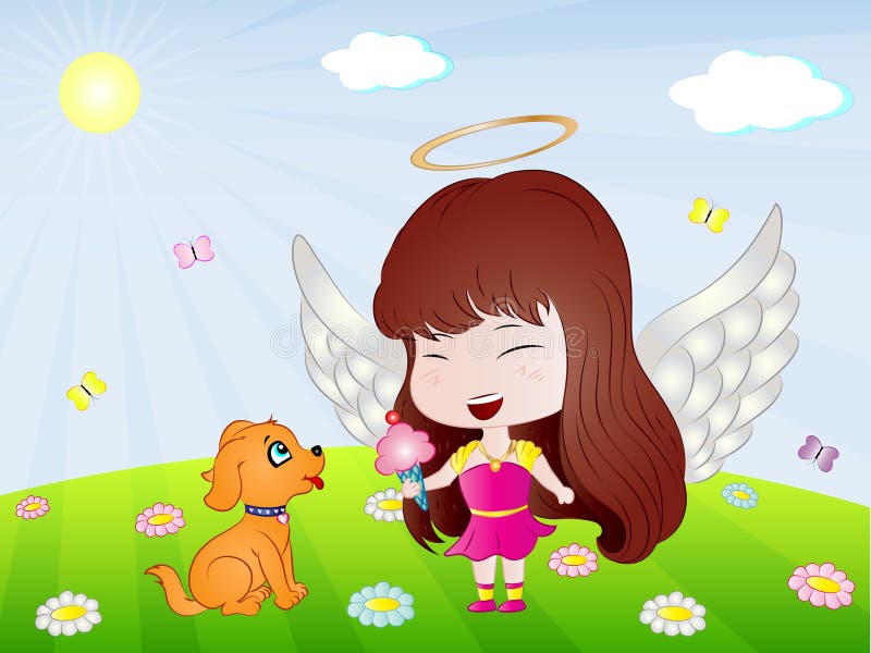 Perrito Del Perro Con Angel Wings Watercolor Stock de ilustración ...