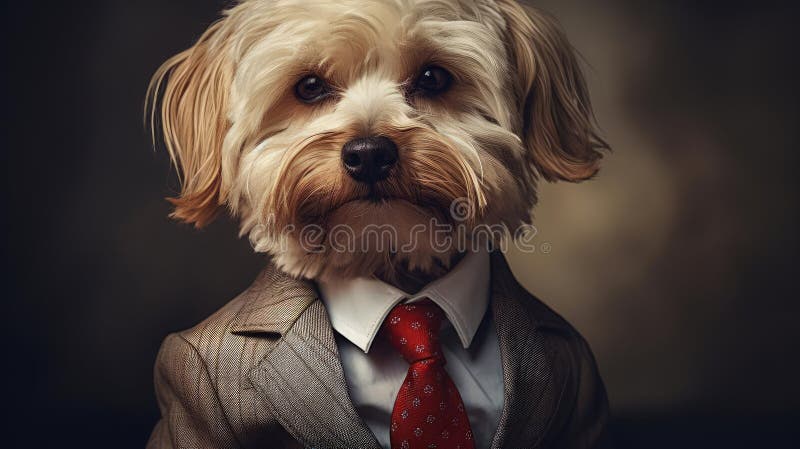 Perro con traje de corbata foto de archivo. Imagen de humor - 298614212