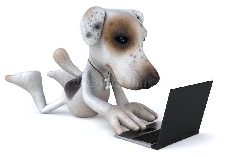 Perro Con Una Computadora Portátil Stock de ilustración - Ilustración ...