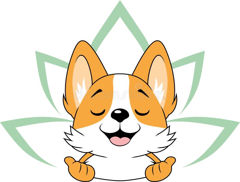 Perro De Corgi Lindo Meditando Ilustración del Vector - Ilustración de ...