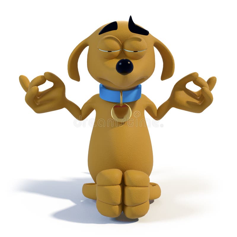 Personaje De Dibujos Animados De La Meditación Del Perro Ilustración ...