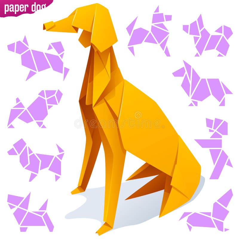 Perro De Papel De La Papiroflexia Ilustración del Vector - Ilustración ...