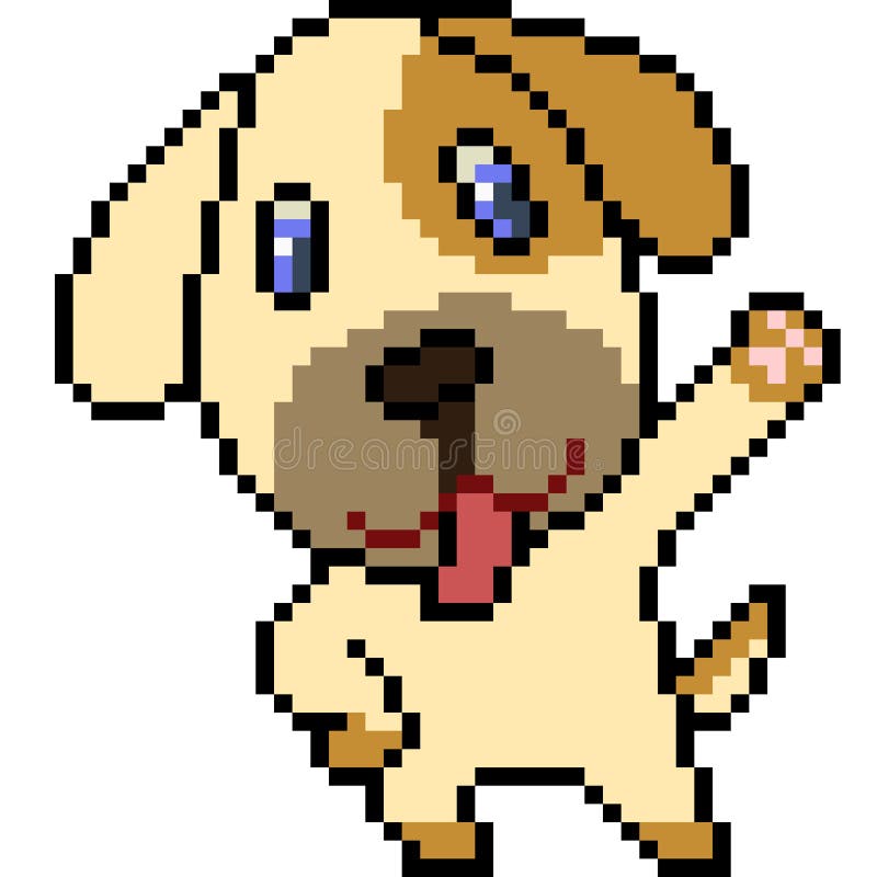 Perro Del Arte Del Pixel Del Vector Feliz Ilustración del Vector ...