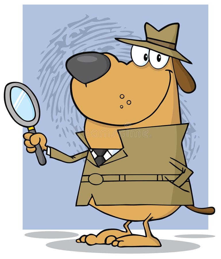 Perro Detective Que Sostiene Una Lupa Ilustración del Vector ...