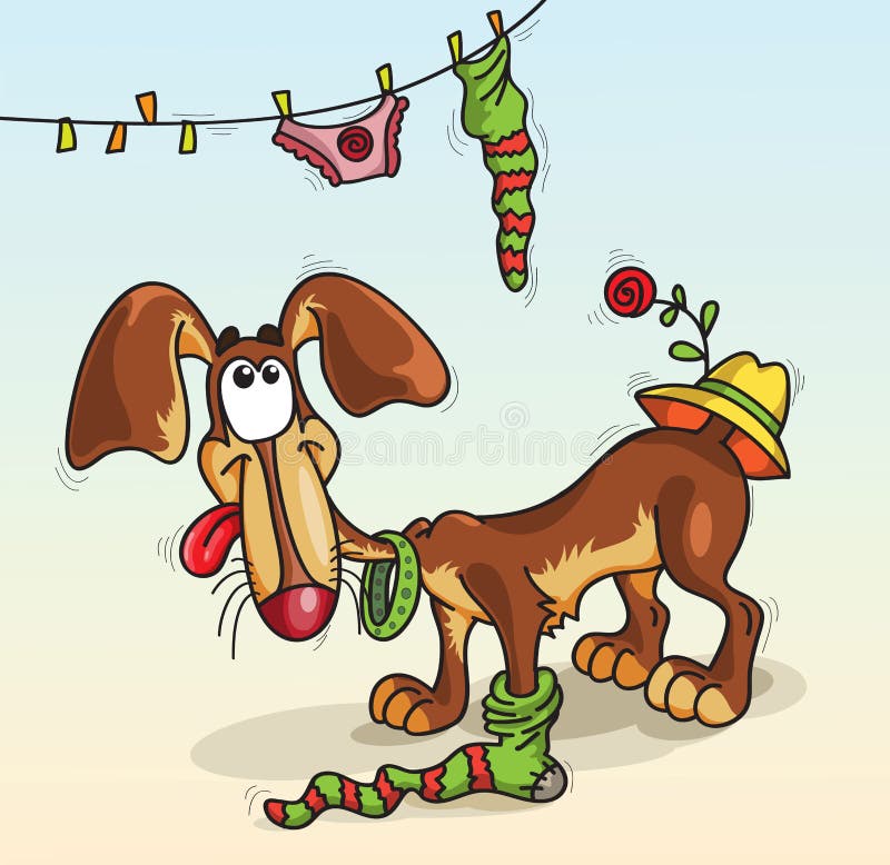 Perro en un calcetín ilustración del vector. Ilustración de arte - 25987259