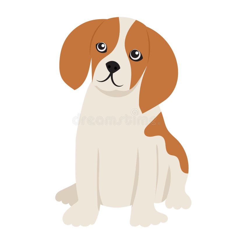 Perro Lindo Sentado Con Diseño Plano Ilustración del Vector ...