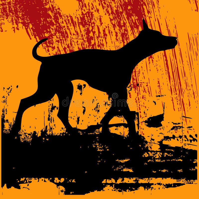 Perro negro Grunge ilustración del vector. Ilustración de canino - 9089195