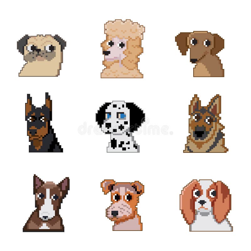 Sistema De Perros Del Pixel Ilustración del Vector - Ilustración de ...