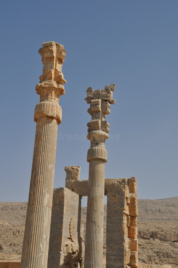 Columns of Ancient City of Persepolis, Iran Stock Image - Image of ...