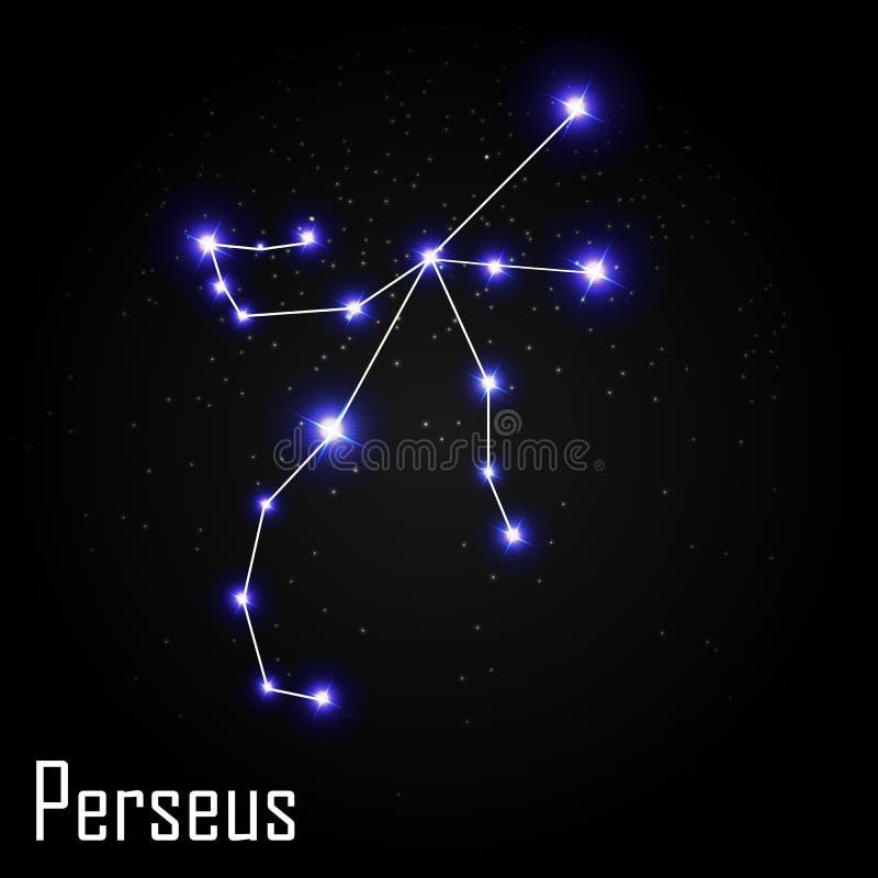 Perseus Constellation with Beautiful Bright Stars Stock Vector ...