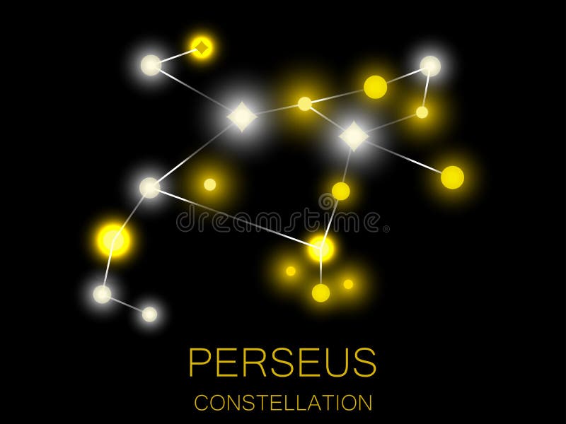 Perseus Constellation. Bright Yellow Stars in the Night Sky. a Cluster ...