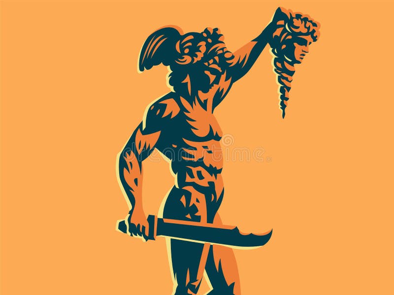 Perseus with the Head of Medusa. Stock Vector - Illustration of demigod ...