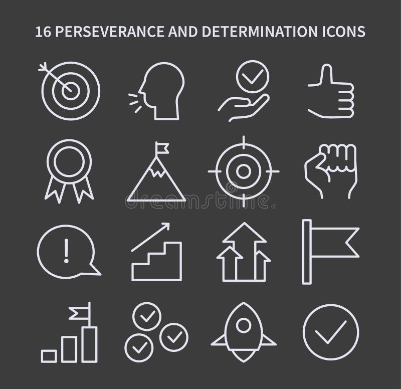 Perseverance and Determination Icon Set Stock Illustration ...