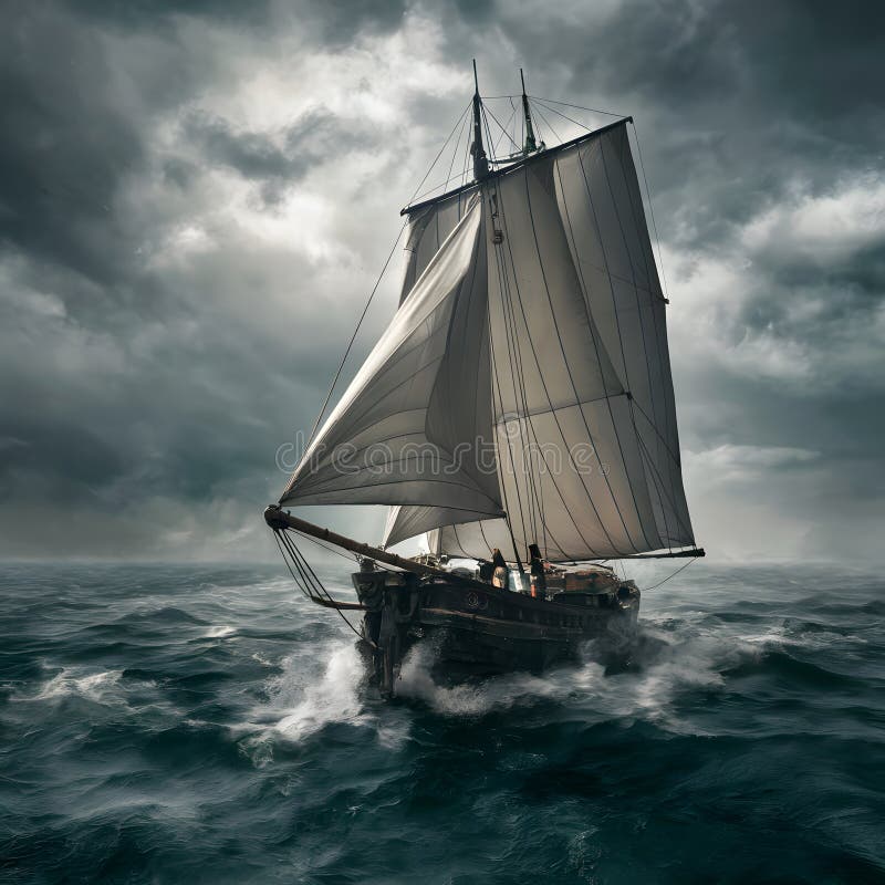 Persevering through Storm Person Sails, Navigating Rough Waters with ...