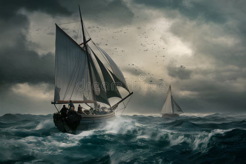 Persevering through Storm Person Sails, Navigating Rough Waters with ...