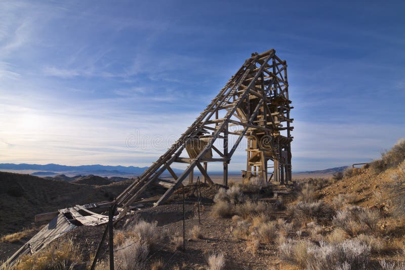 Pershing Quicksilver Headframe Stock Image - Image of ground, frontier ...