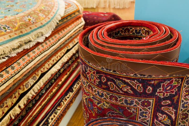 Rolled Persian carpet stock photo. Image of culture, persia - 26168774