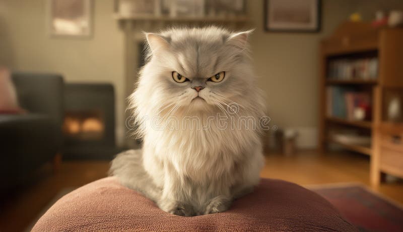 Persian Cat with a Classic Grumpy Expression Stock Illustration ...