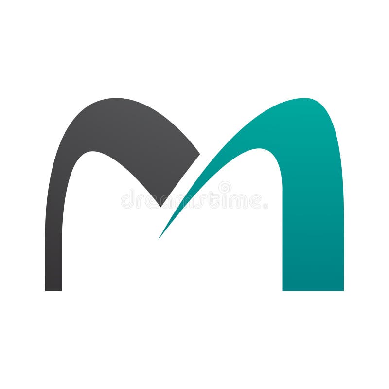 Persian Green and Black Arch Shaped Letter M Icon Stock Vector ...
