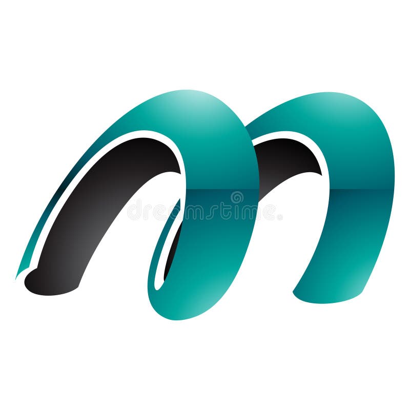 Persian Green and Black Glossy Spring Shaped Letter M Icon Stock Vector ...