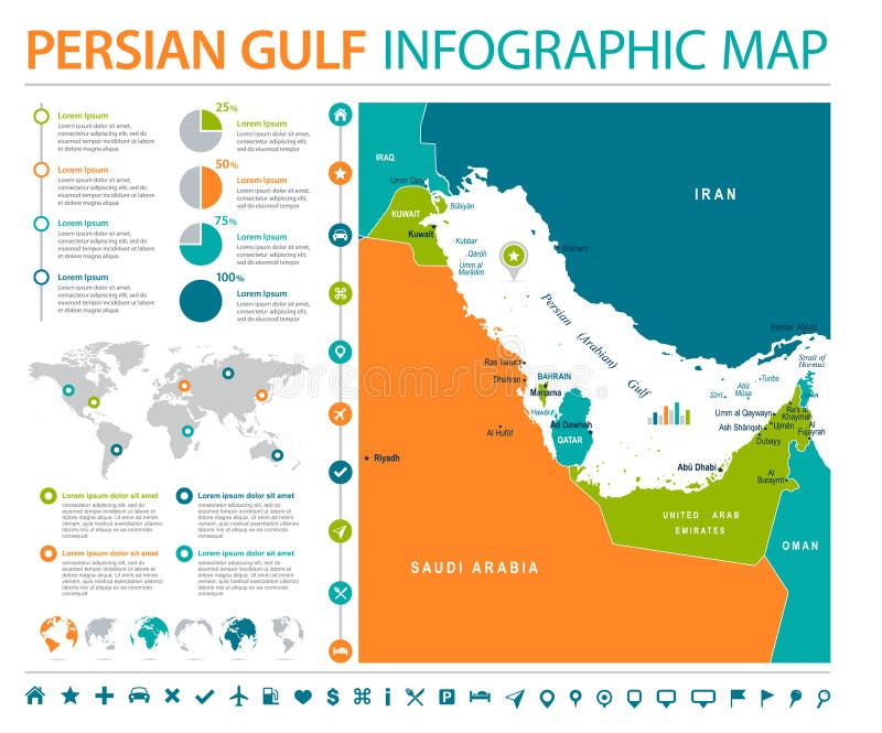 Persian Gulf Map - Vector Illustration Stock Illustration ...