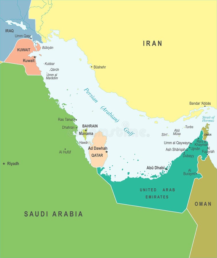 Persian Gulf Map - Vector Illustration Stock Illustration ...