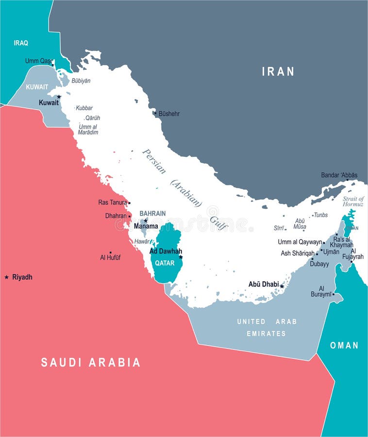 Persian Gulf Map - Vector Illustration Stock Illustration ...