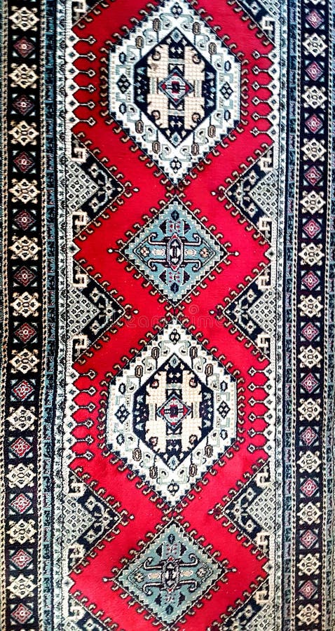 Persian Red Runner - Diamond Pattern Stock Photo - Image of bright ...