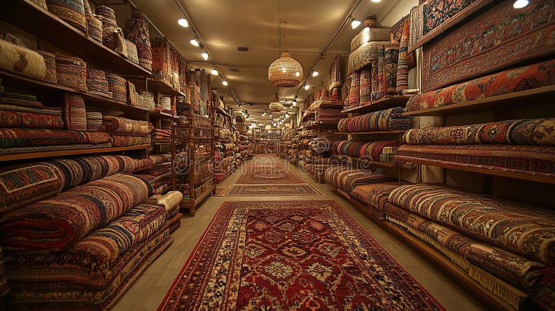 Persian Rug Shop Interior, Display, Aisle, Lighting, Retail Stock ...