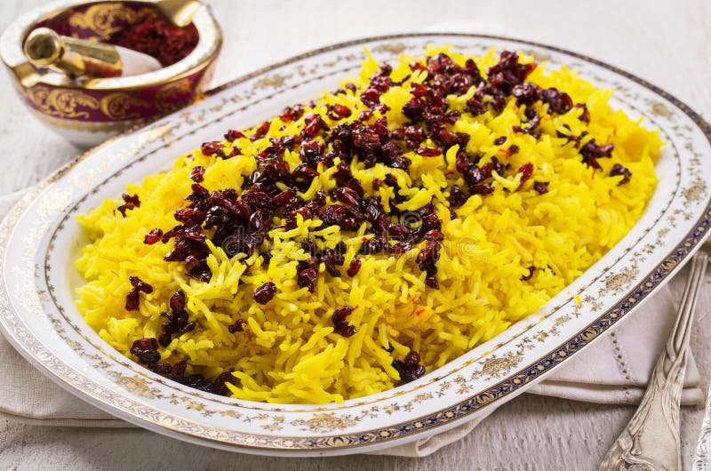 Persian Saffron Rice with Berberis Stock Image - Image of food, kateh ...
