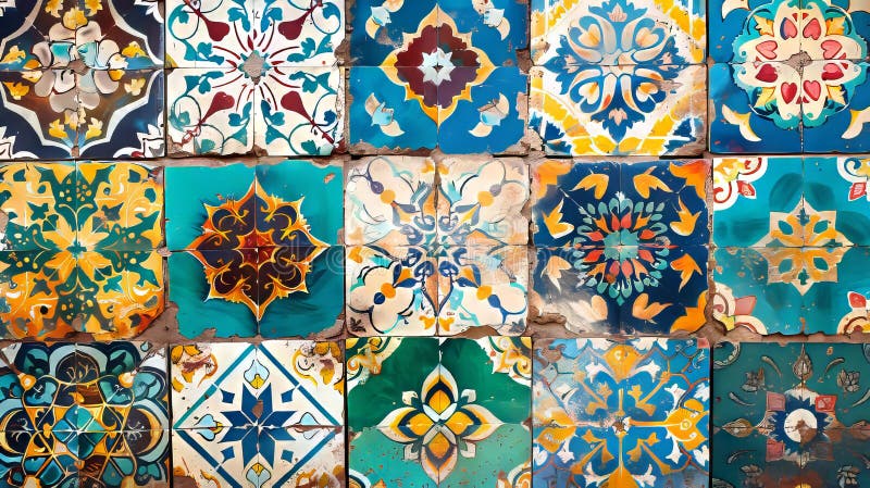 Persian Tile Pattern with Colorful Designs and Geometric Arrangements ...