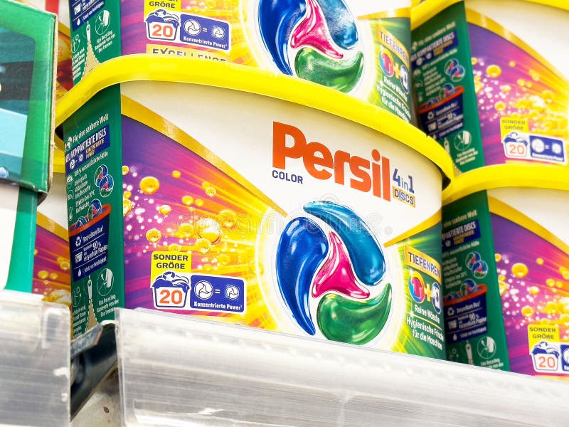Persil 4-in-1 Detergent Pods for Color Laundry on Supermarket Shelf ...