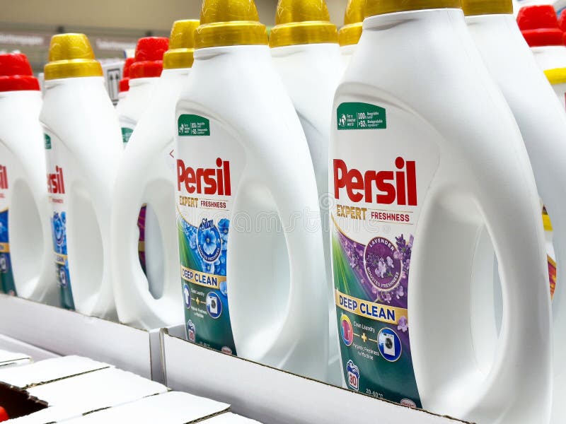 Persil Laundry Detergent Bottles on Store Shelf Display in Supermarket ...