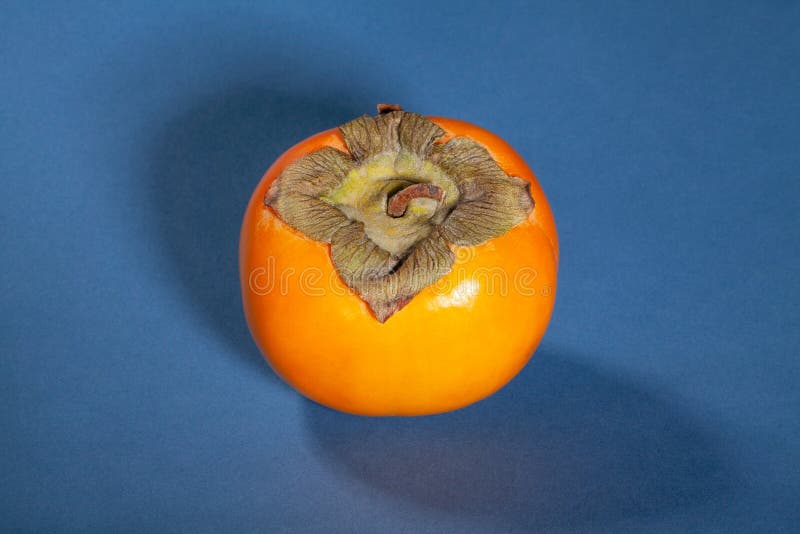Persimmon on Blue Background Stock Image - Image of persimmon ...