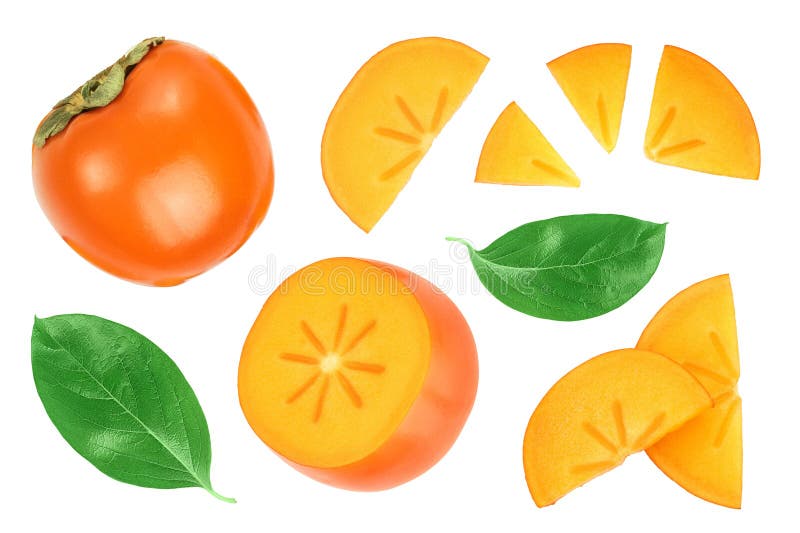 Persimmon Fruit Isolated on White Background. Top View Stock Image ...