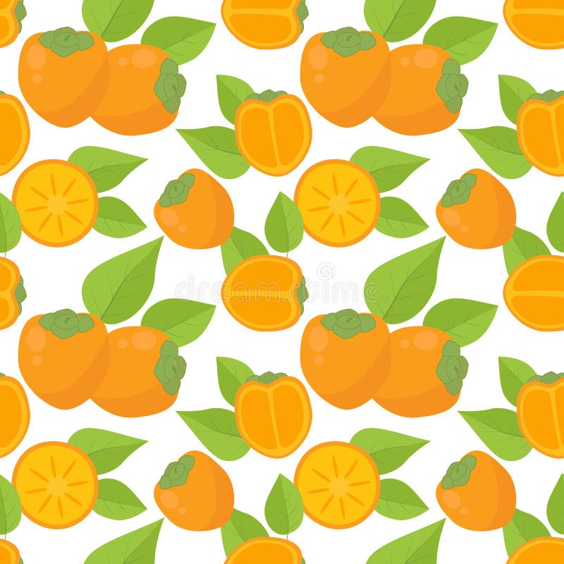Persimmon Fruits Seamless Pattern Stock Vector - Illustration of fruit ...