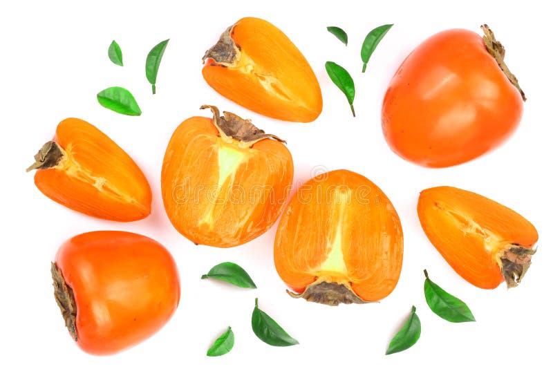 Persimmon Isolated on White Background. Top View Stock Image - Image of ...
