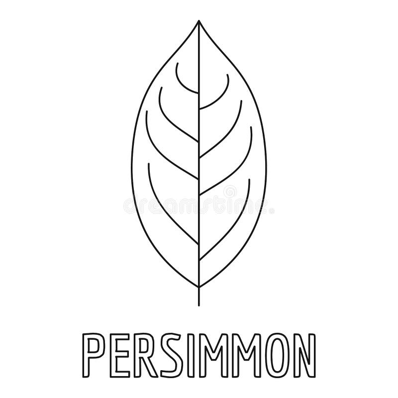 Persimmon Leaf Icon, Outline Style. Stock Illustration - Illustration ...