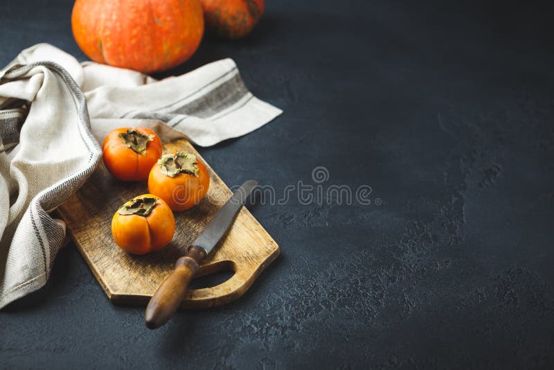 Persimmon, pumpkin, corn stock photo. Image of postcard - 127800456