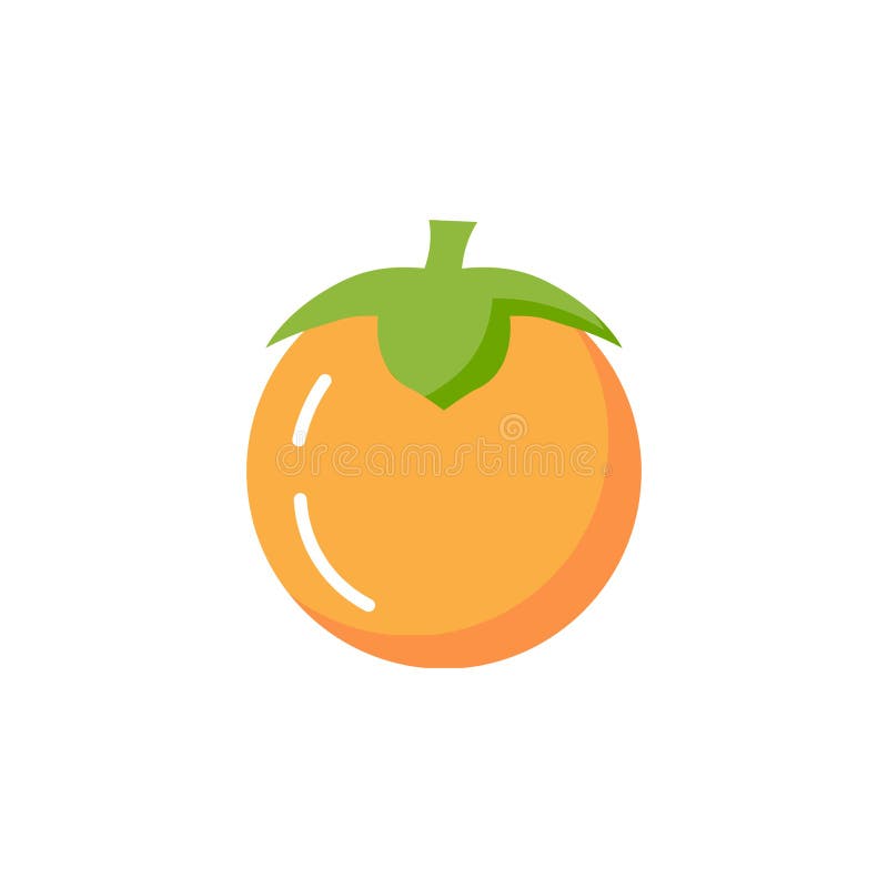 Persimmon Sweet Food Icon. Vector Persimmon Ripe Fruit Cute Tropical ...