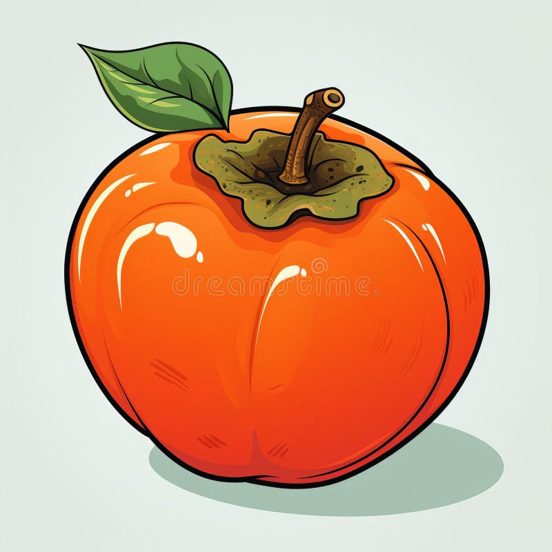 Simple Marker Drawing of a Persimmon Fruit in Vector Stock Illustration ...